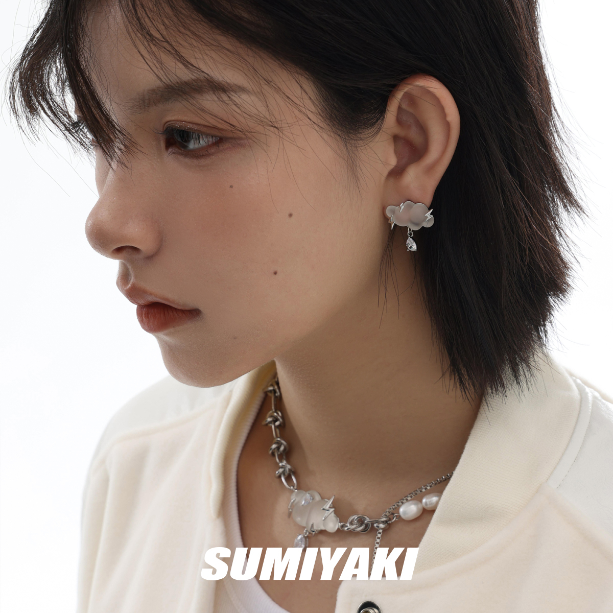 SUMIYAKI 漂浮的原創雲朵系列耳環s925銀針可愛高級設計感耳飾女