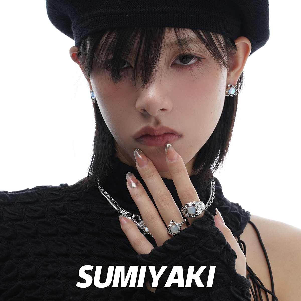 SUMIYAKI 月蝕系列 小花月光石耳環s925銀針 耳飾