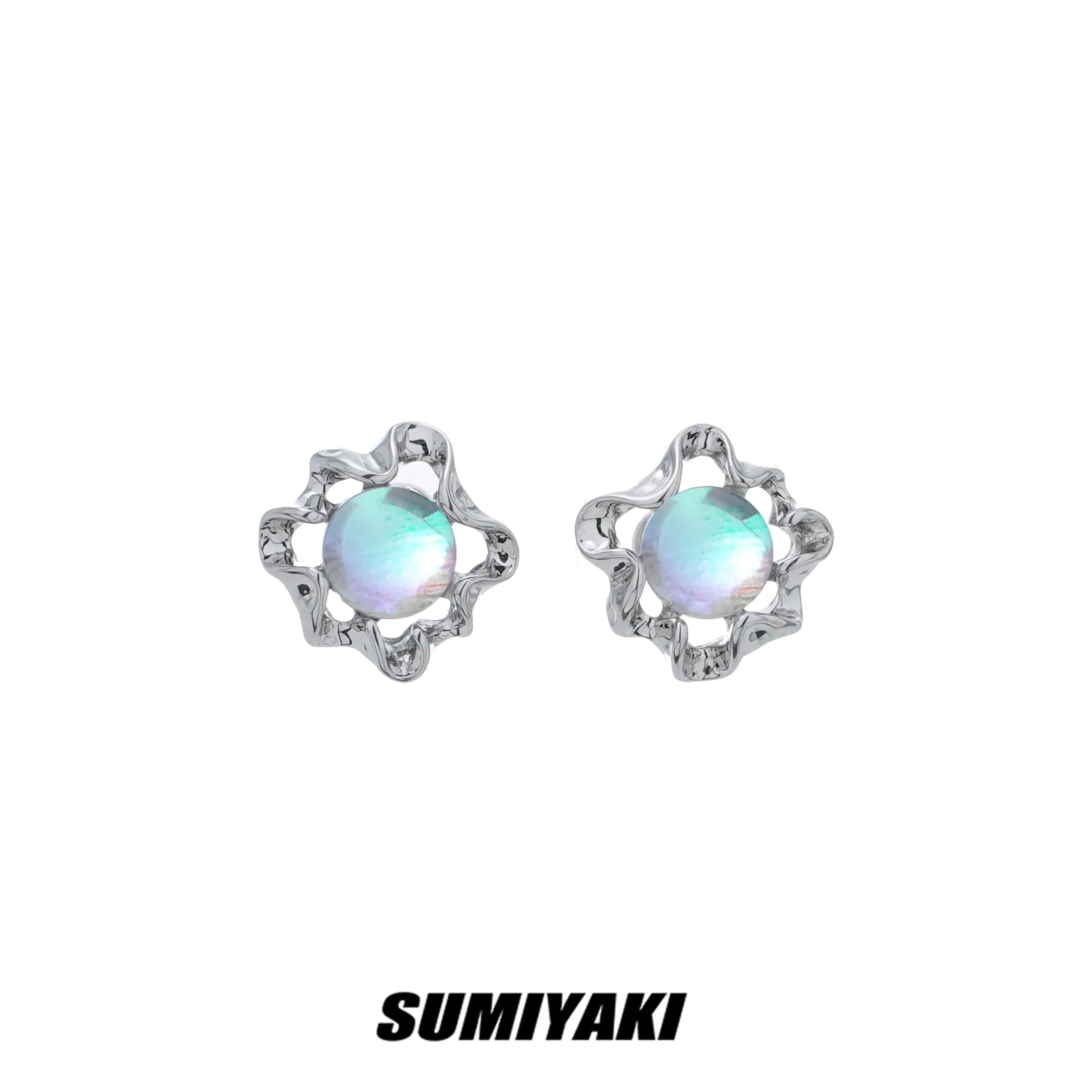 SUMIYAKI 月蝕系列 小花月光石耳環s925銀針 耳飾