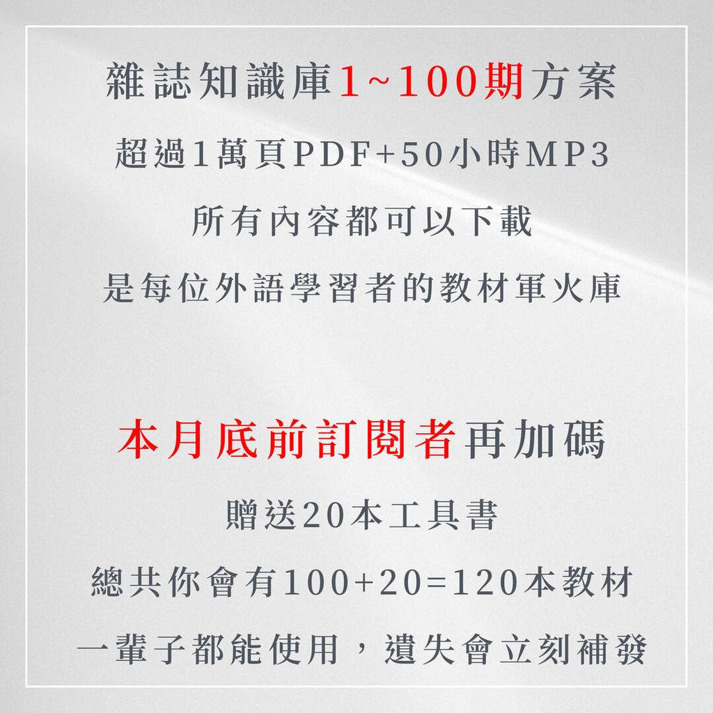 印尼語學習誌課文朗讀版 知識庫1~100期,免代碼享27折優惠,本月底前訂購加送20冊工具書,共120本單本50元 Easy