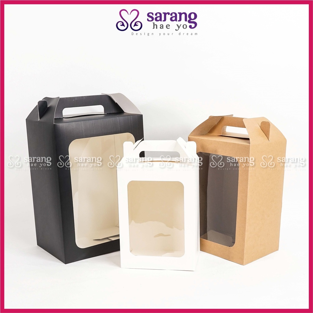 Plain Craft Box with Handle Window Box Kahwin Nikah Tunang Doorgift Box ...