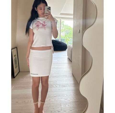 RONRON DOUBLE RIBBON SLIM CROP T SHIRT – Thewoorolls