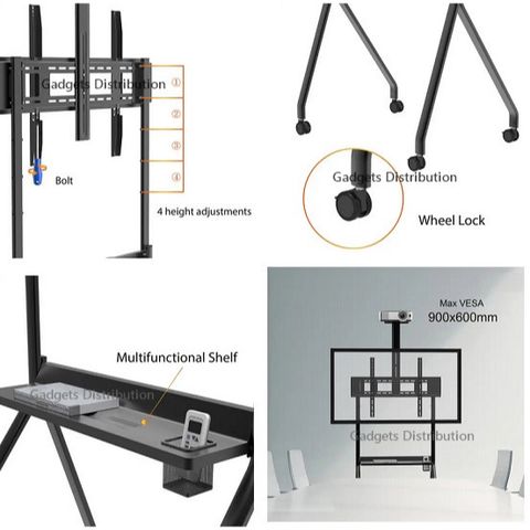 FD-R10 Heavy Duty 42 - 86 inch Portable Mobile TV Trolley Stand Cart ...