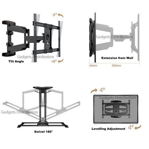 NB P65 Full Motion 55 to 85 Inch TV Wall Tilt Swivel Bracket Wall Mount ...