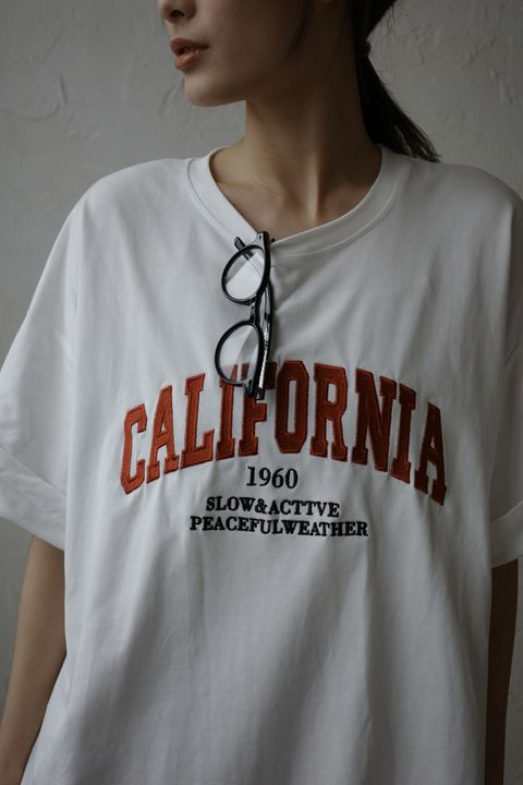 日落大道California oversize舒服大TEE / 休閒白 淡奶灰 復古藍 深霧灰 – OUJI