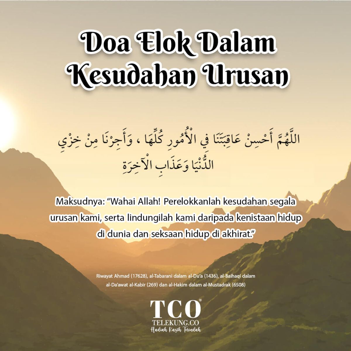 Doa Elok Dalam Kesudahan Urusan – Telekung TCO