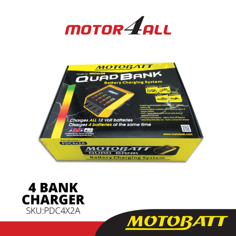 MOTOBATT QUAD BANK PDC4X2A Universal Charger heavyCommercialuse, 12V ...
