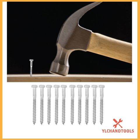 (5 PCS) M10 Lag Screw Coach Screw Log Screw Skru Kayu Wood Screws Zinc ...