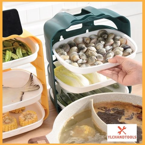 6 Layers Stackable Food Plate Rack Wall Mounted Steamboat Hot Pot Side ...