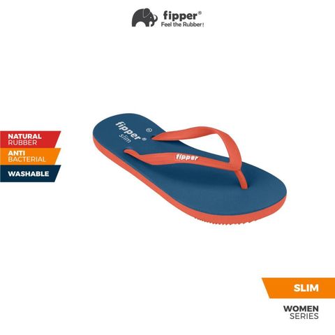 Fipper Slim Rubber for Women in Blue (Snorkel) / Peach – Fipper Slipper