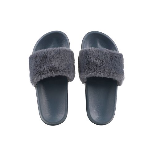 Fipper Slip On Fluff Non-Rubber for Women in Grey (Lynch) – Fipper Slipper