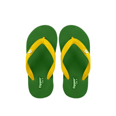 Fipper Lite Jr Rubber Slipper for Kids in Green (Como) / Mustard (Bee ...
