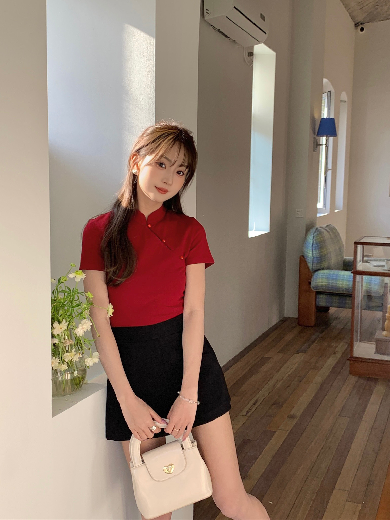 LUNA CHEONGSAM CROP TOP (MAROON) – YOOMI STUDIO