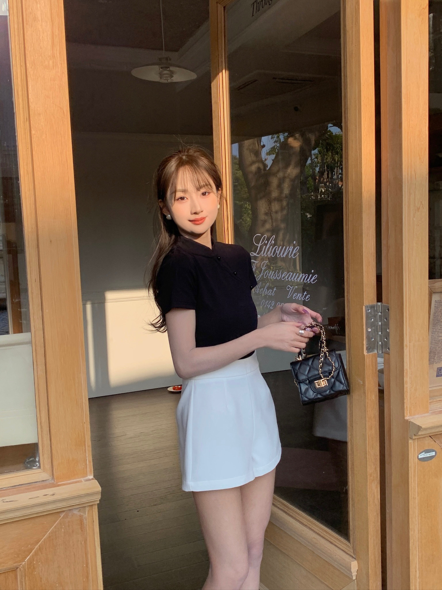 LUNA CHEONGSAM CROP TOP (BLACK) – YOOMI STUDIO