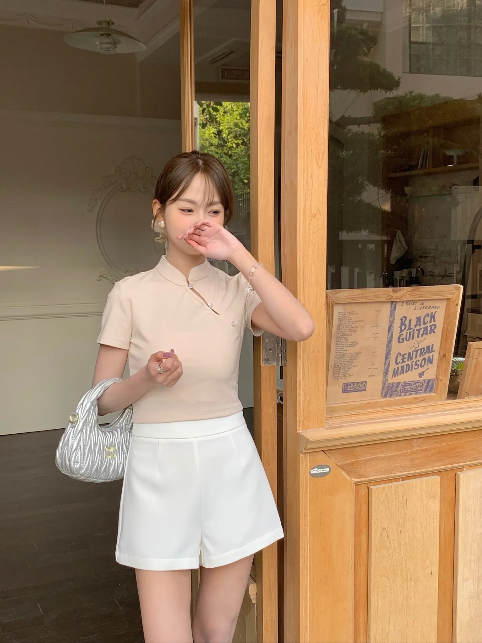 LUNA CHEONGSAM CROP TOP (ALMOND) – YOOMI STUDIO