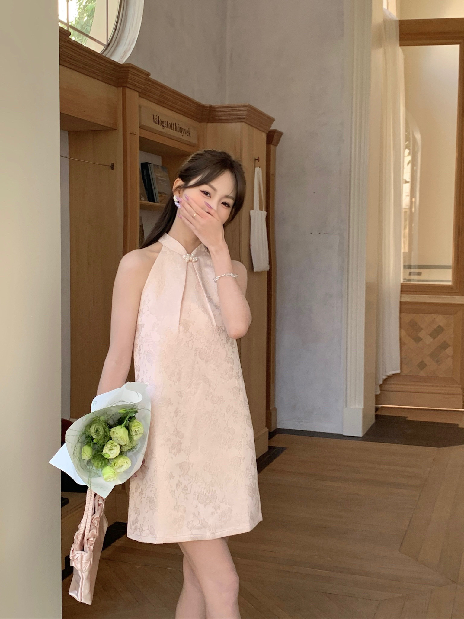 ELISEE ORIENTAL CHEONGSAM DRESS (PEACH) – YOOMI STUDIO