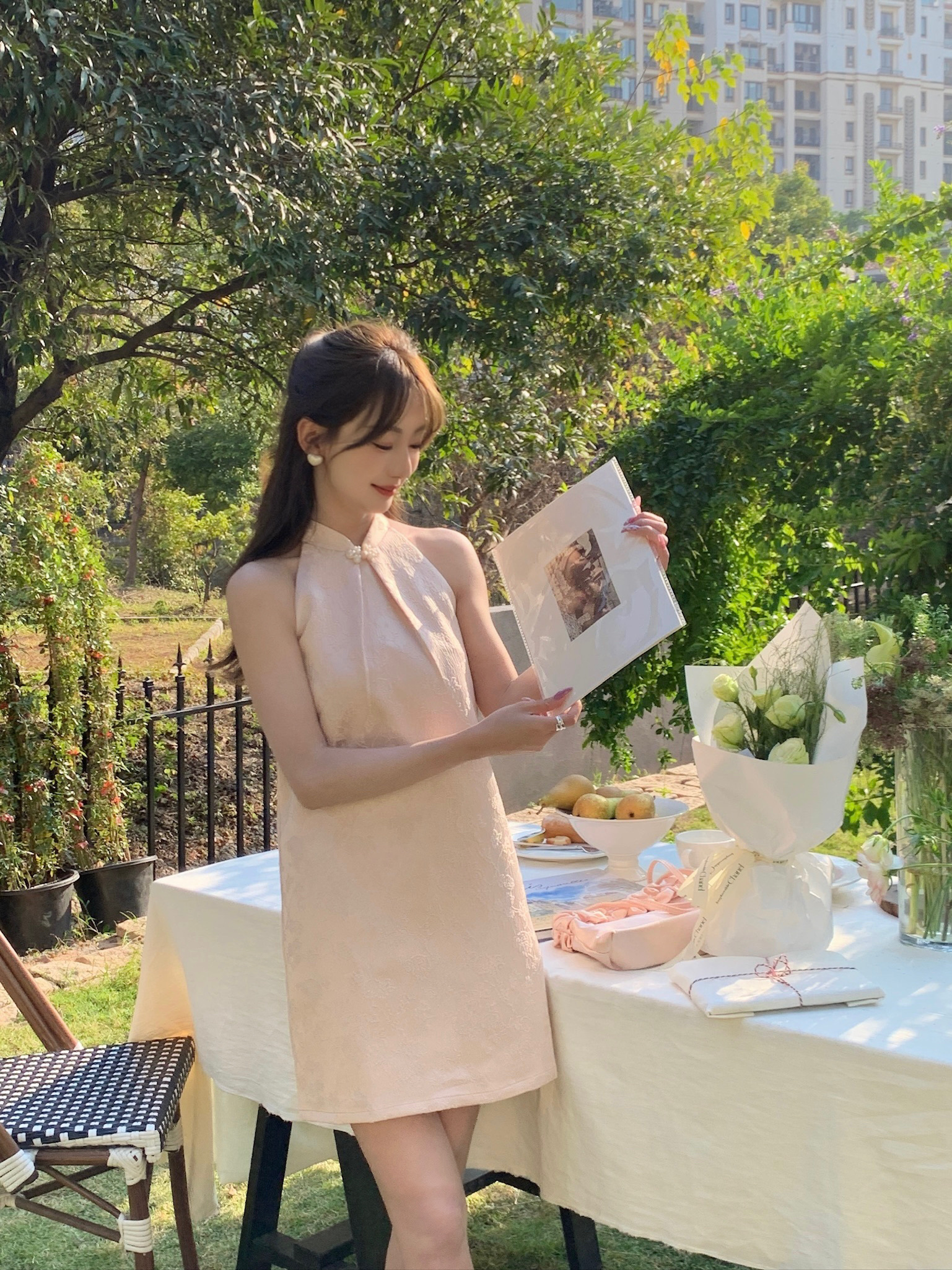 ELISEE ORIENTAL CHEONGSAM DRESS (PEACH) – YOOMI STUDIO