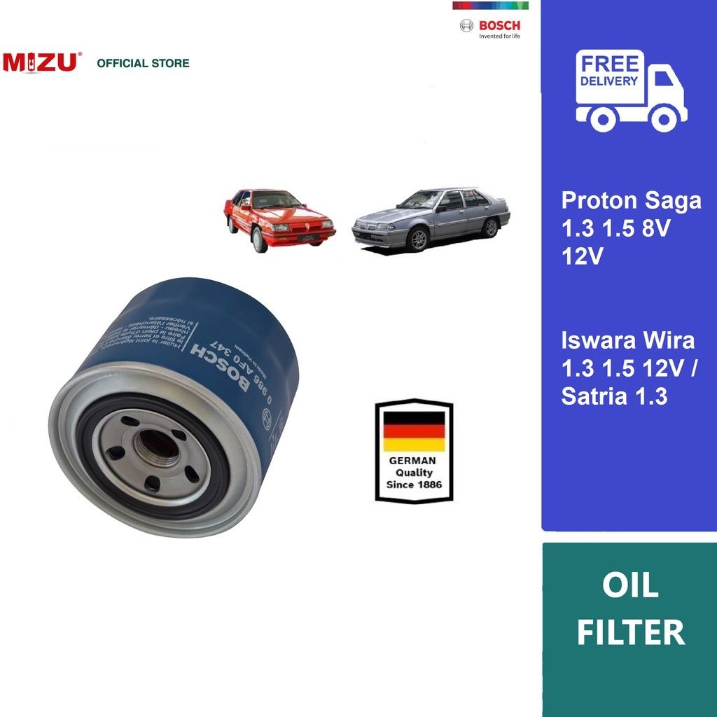 Mizu Bosch Big Type Proton Saga Oil Filter 0986AF0347 for Proton Saga ...