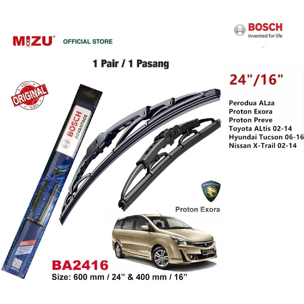 MIZU ADVANTAGE BOSCH Wiper Perodua Alza/Proton Exora/Preve/Toyota Altis ...