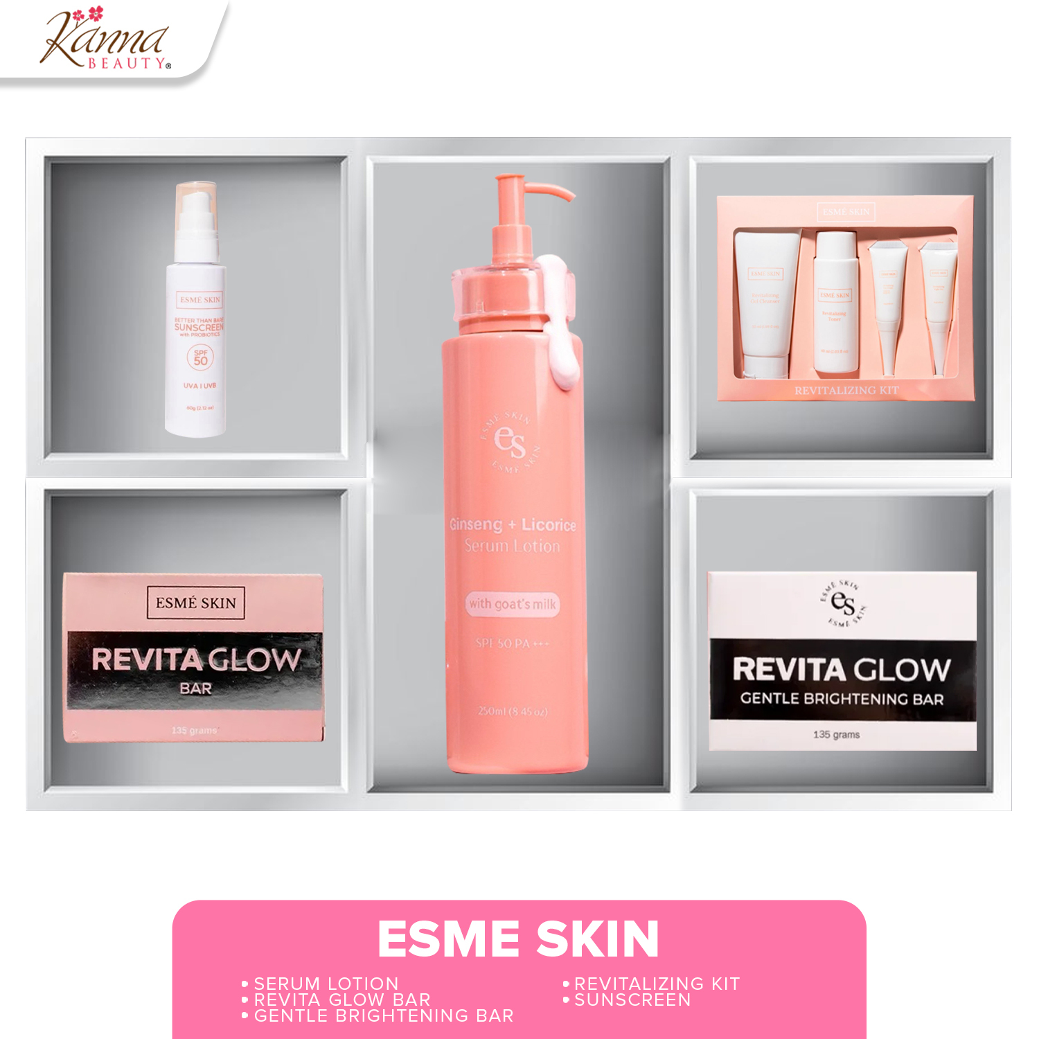 Esme Skin Product Revita Glow Soap Serum Lotion Revitalizing kit 250mL ...