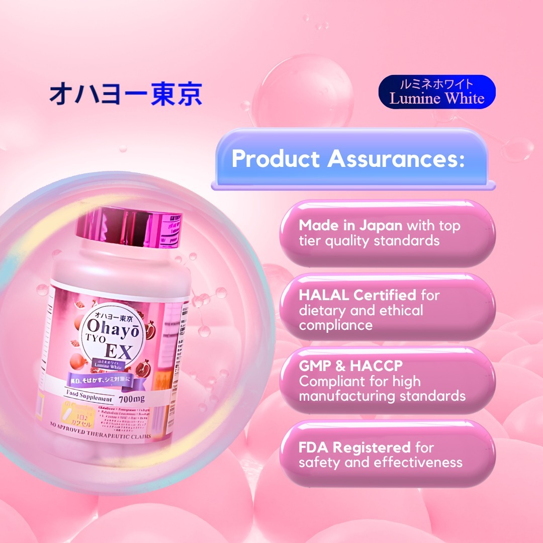 OHAYO Tokyo EX Lumine White 100% MADE IN JAPAN 60 Capsules Glutathione ...