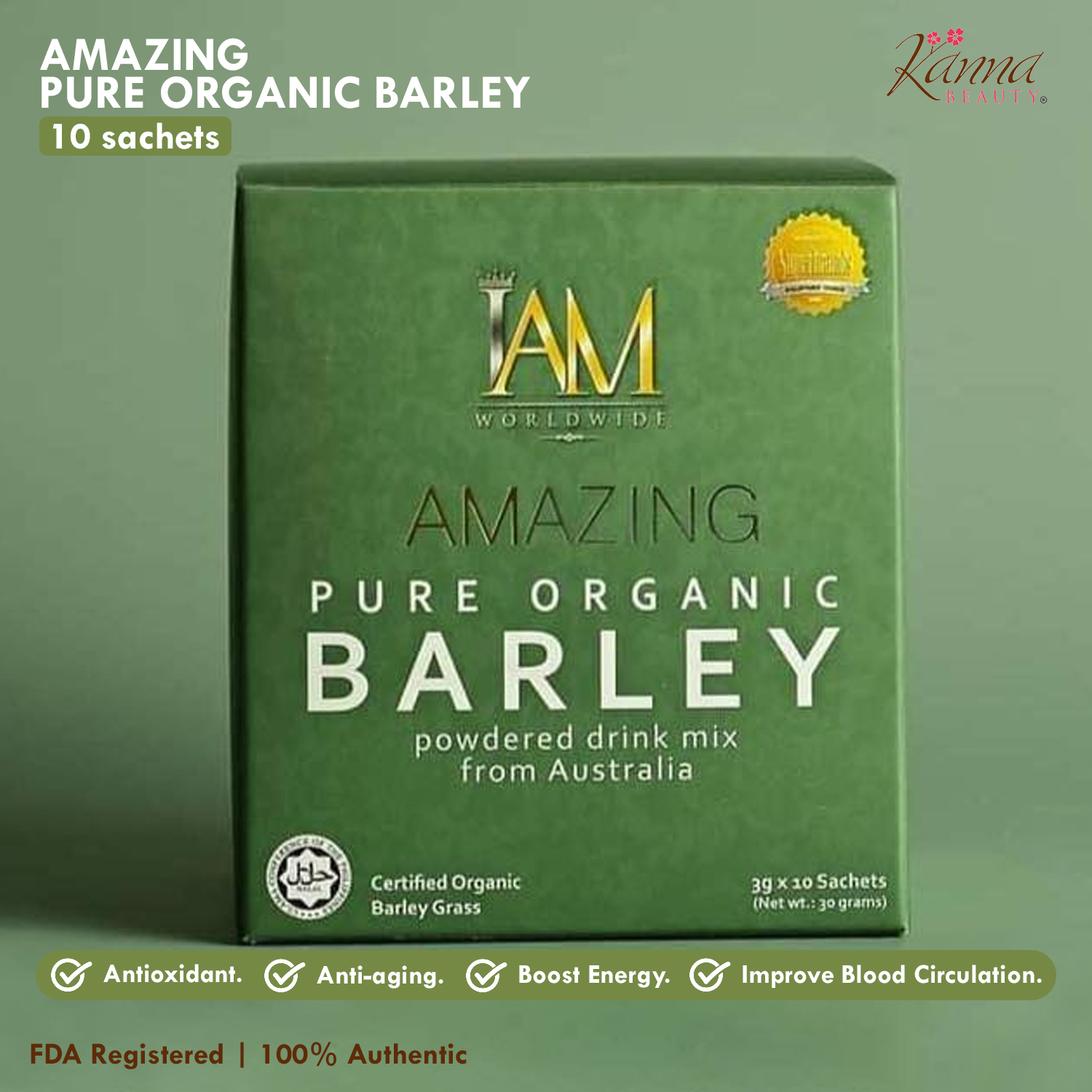 IAM WorldWide Amazing Pure Organic Barley 10 Sachets I AM Barley ...
