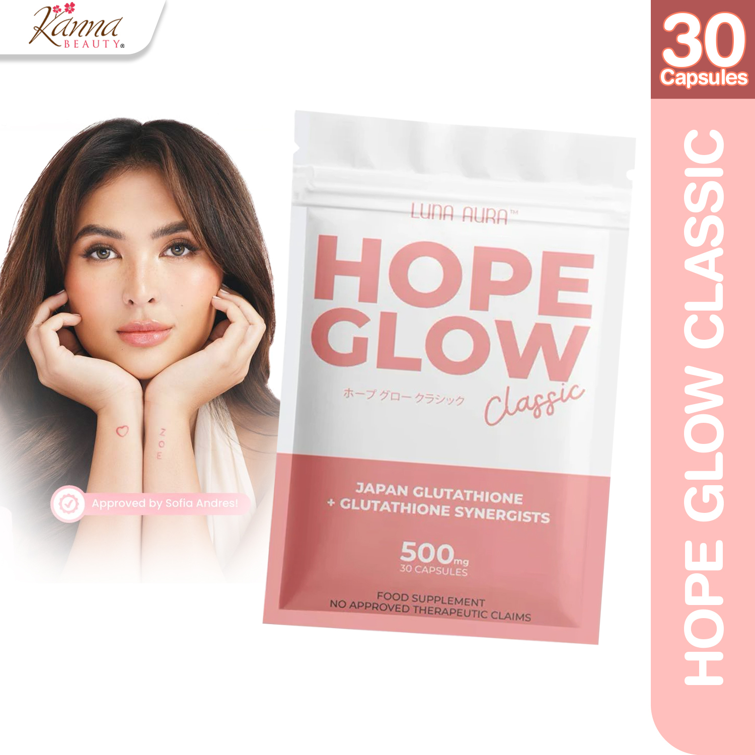 Luna Aura Hope Glow Advanced Glutathione 30 Capsules – Kanna Beauty