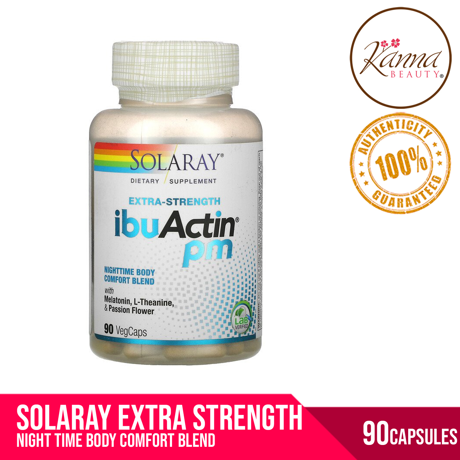 Solaray Extra-Strength IbuActin PM 90 Vegetarian Capsule – Kanna Beauty