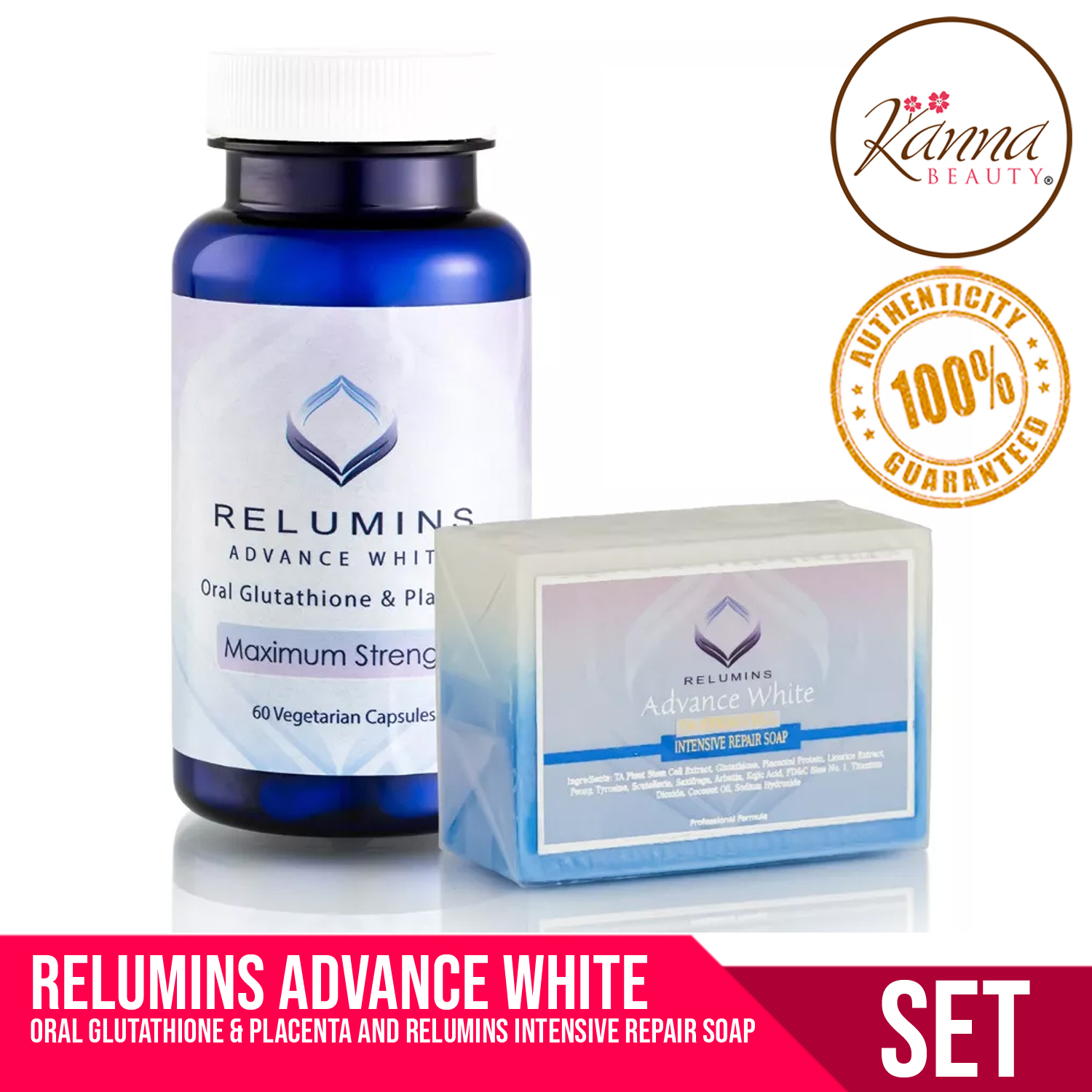 Relumins Oral Glutathione with Placenta 800mg 60 Vegetarian Capsules ...