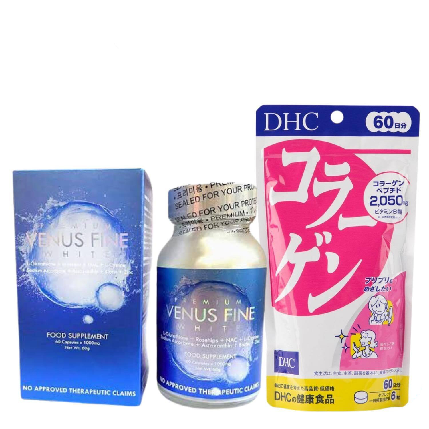 Venus Fine White Premium 60 Capsules and DHC collagen 60 days ...