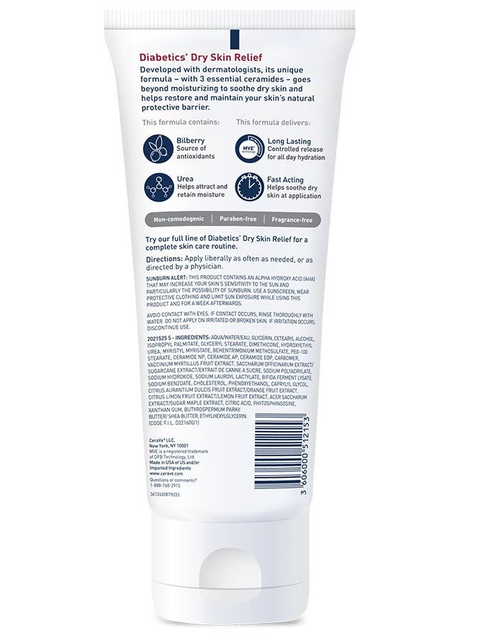 CeraVe Diabetics Dry Skin Relief Moisturizing Cream - 8oz – Beautyspot ...