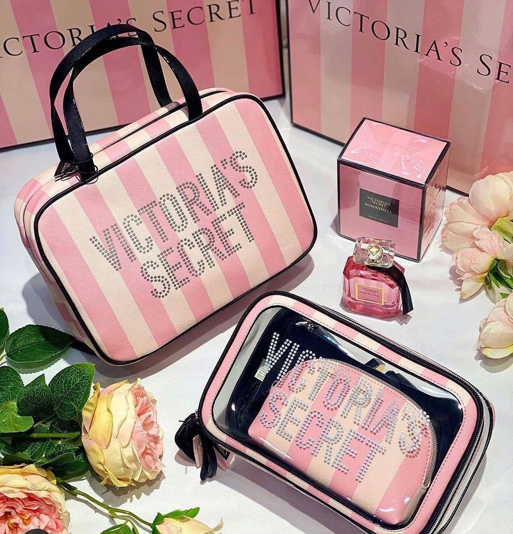 Victoria's Secret Signature Stripe Backstage Nested Bag Trio ...