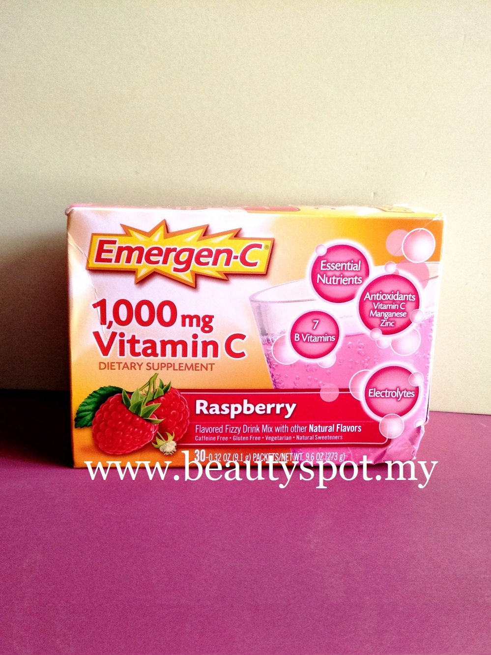 Emergen-C Vitamin C Fizzy Drink Mix Raspberry, 1000 mg - 30 Packets ...