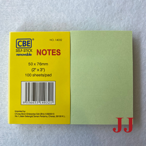CBE Self Stick Removable Sticky Notes 50mm x 76mm (2in x 3in) 100 ...