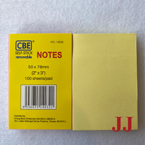 CBE Self Stick Removable Sticky Notes 50mm x 76mm (2in x 3in) 100 ...