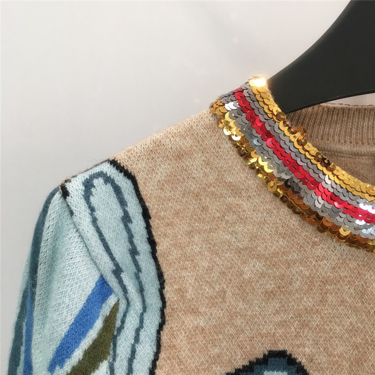 Indie Designs Parrots Appliquéd Sequin-Embellished Birds Wings Intarsia ...