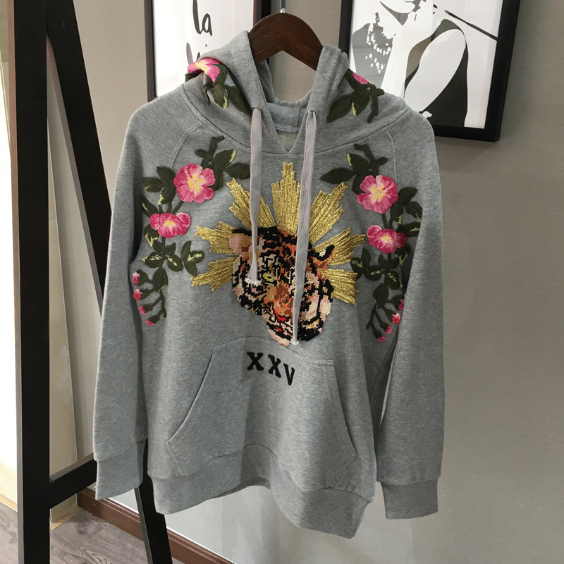 Indie Designs Tiger and Floral Embroidered Hoodie – Indie Designs Clothing