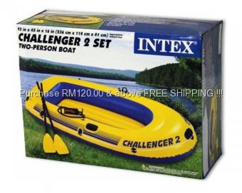 INTEX #68367 Challenger 2 Inflatable Boat Set with Oars - Two Person ...