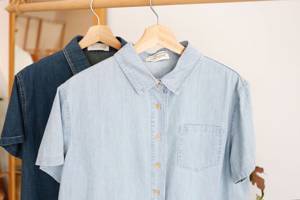 Short Sleeves Denim Soft Shirt Justlove Closet