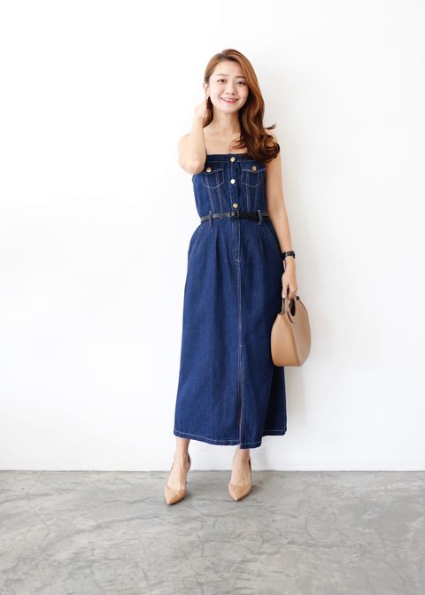 Denim Square Neck Tank Dress – JustLove Closet
