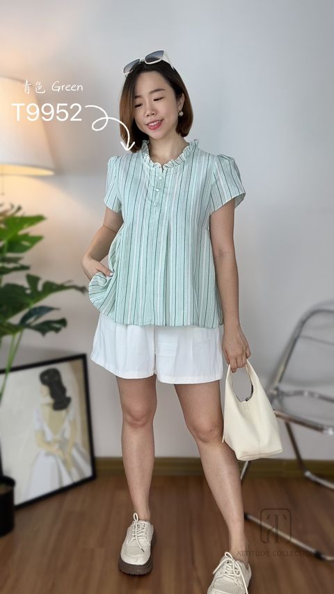 T9952 Stripe Ramie Blouse – Attitude Collection