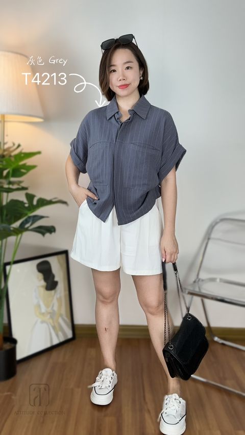 T4213 Stripe Ramie Top – Attitude Collection