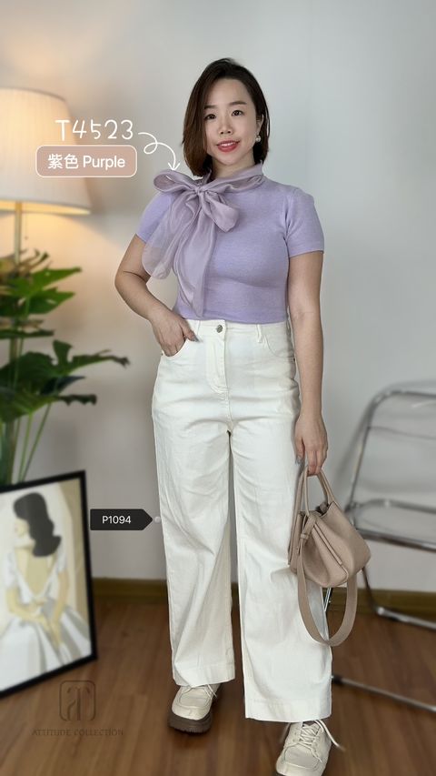 T4523 Ribbon Knitted Blouse – Attitude Collection