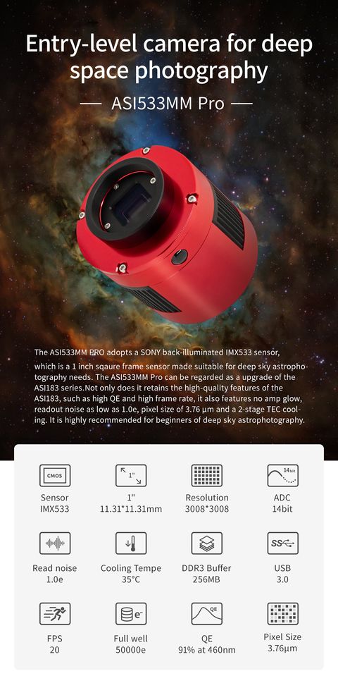 ZWO ASI 533MM Pro Astronomical Camera - ZWO Official Authorized Dealer ...