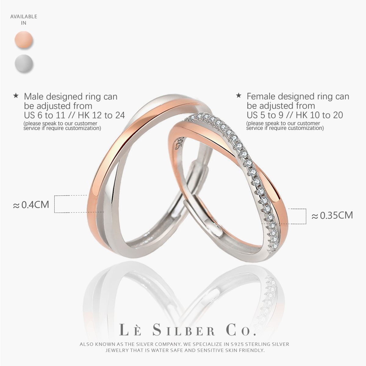 Lè Silber Co.S925 - Love's Luster Couple Rings (2pcs) – Lè Silber Co - The Silver Company