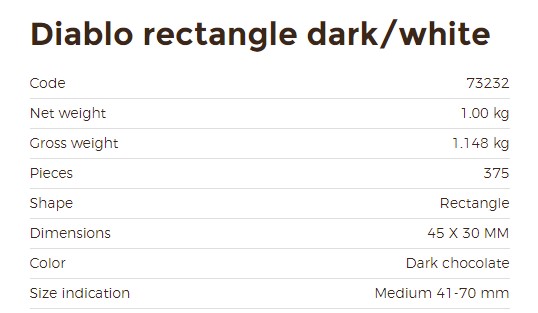 DOBLA, Chocolate Decors - Diablo Rectangular – Pastry Pro