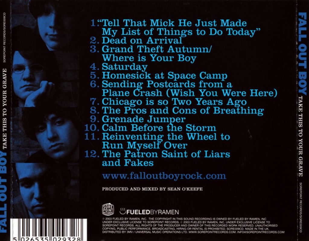 Fall Out Boy Take This To Your Grave