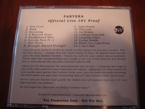 (Used) PANTERA Official Live: 101 Proof CD promo – Rock At Large