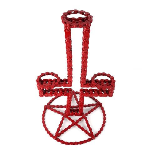 Pentagram inverted cross Candle Holder (666% Hand Made) 五芒星倒十字紅色蠋台 (純 ...