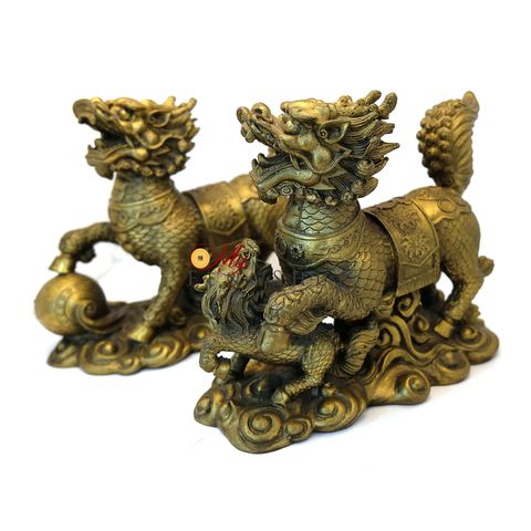 Feng Shui Brass Pair Qi Lin Chi Lin Qilin 麒麟 Kei Loon – MyFengshui